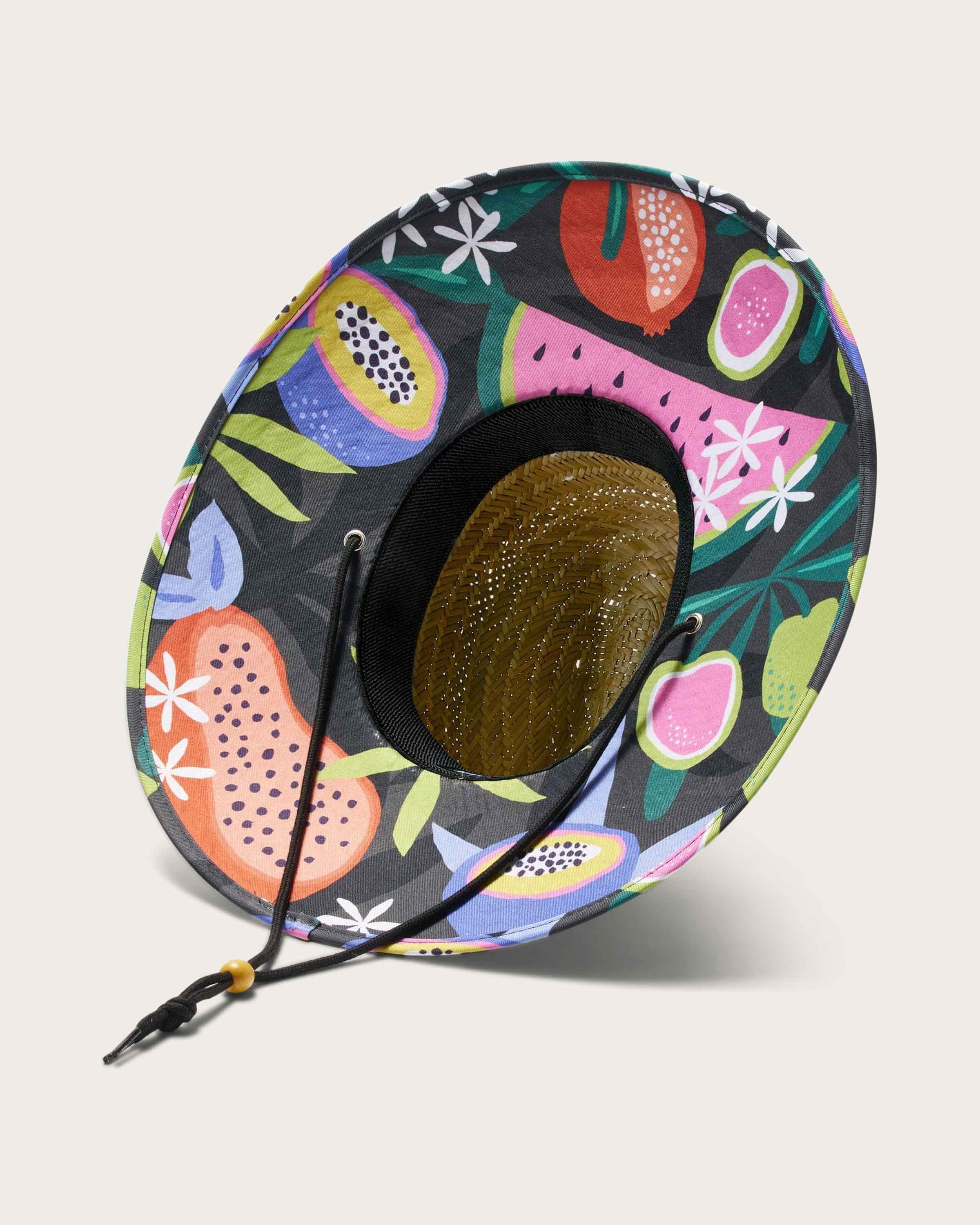 Blend Straw Lifeguard Hat | Fruit Print Straw Hat UPF 50+ | Hemlock Hat Co.