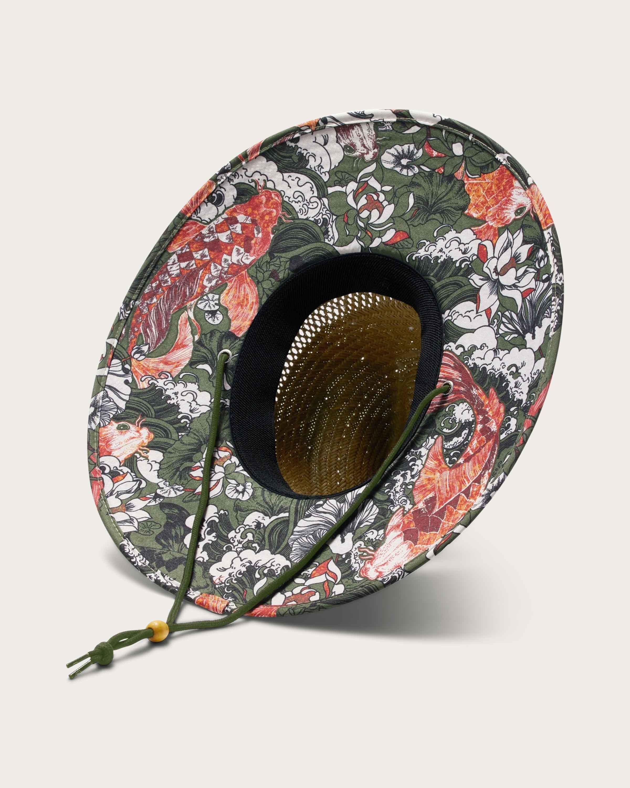 Fortune Straw Lifeguard Hat | Koi Print Straw Hat UPF 50+ | Hemlock Hat Co.
