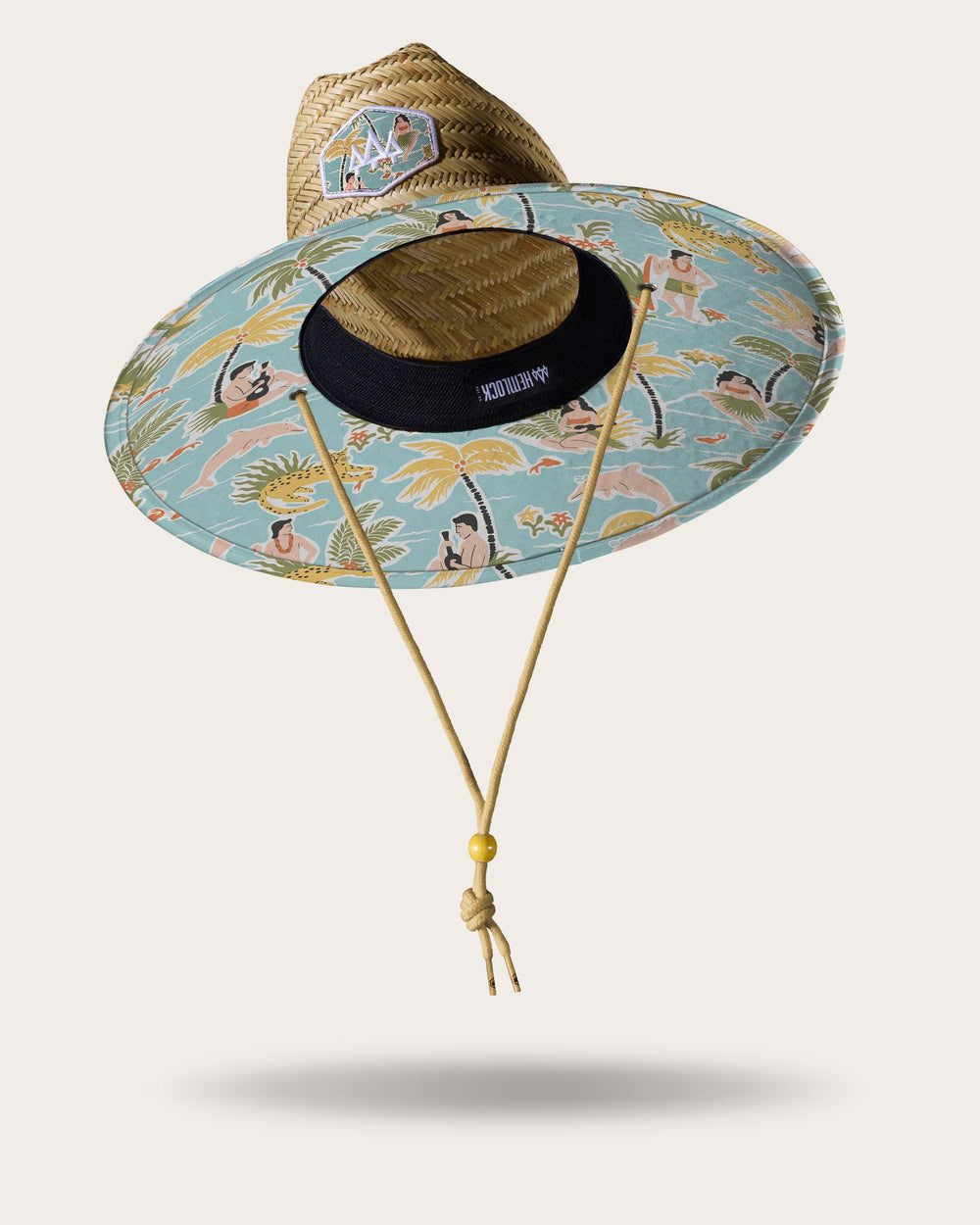Islander Straw Lifeguard Hat | Island Palm Tree Print Hat UPF 50 ...