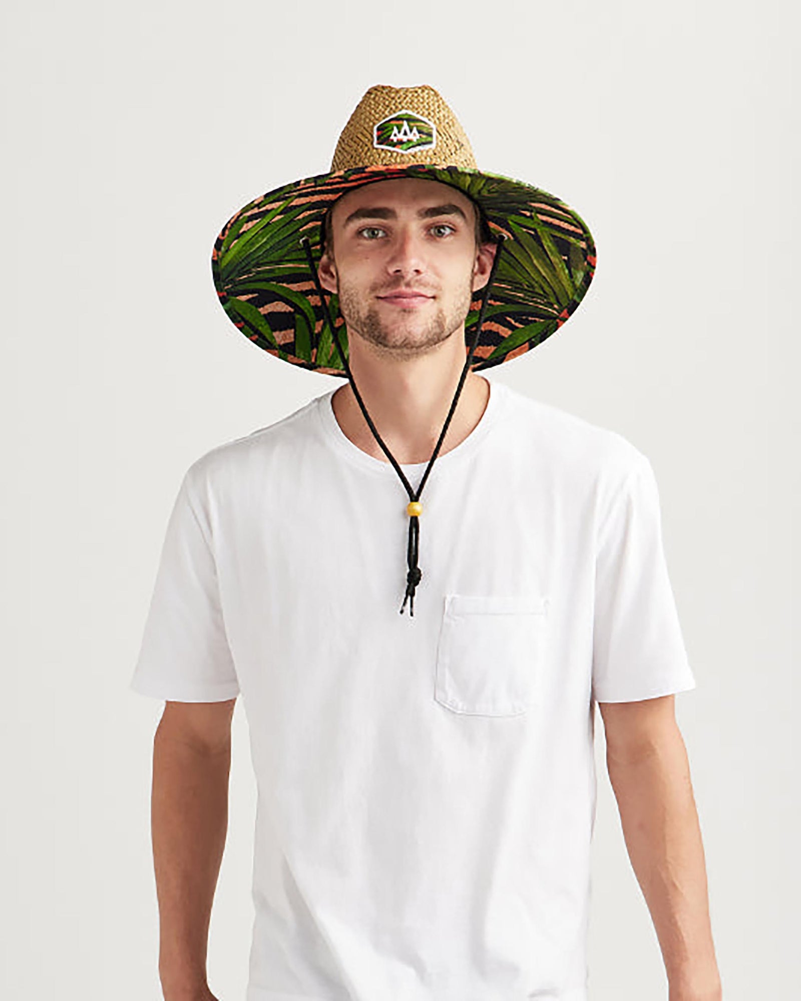 Java Straw Lifeguard Hat | Palm Tiger Print Straw UPF 50+ | Hemlock Hat Co.