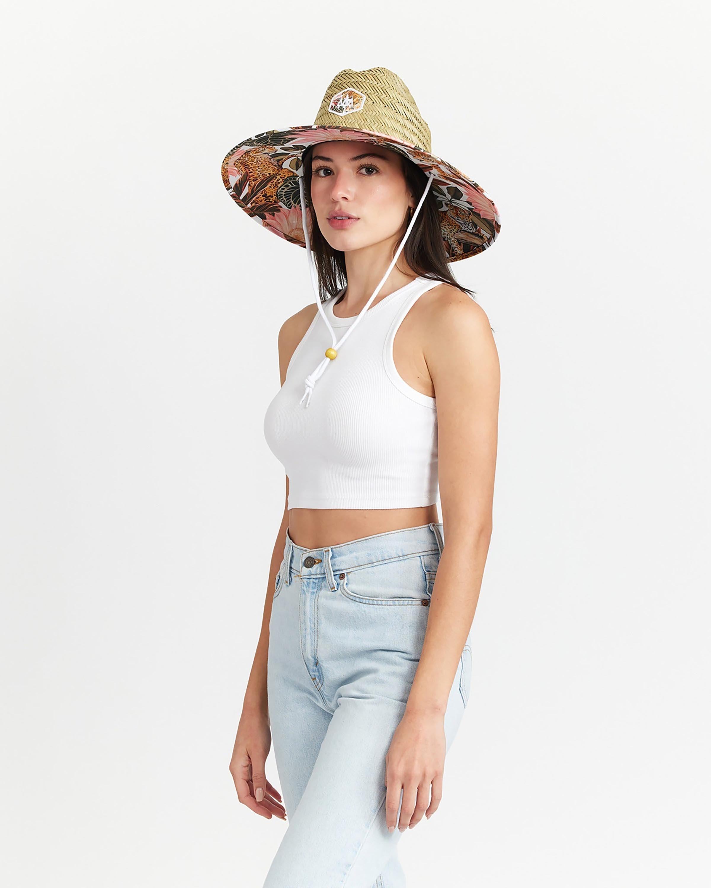 Maya Straw Lifeguard Hat | Jaguar Print Straw Hat UPF 50+ | Hemlock Hat Co.