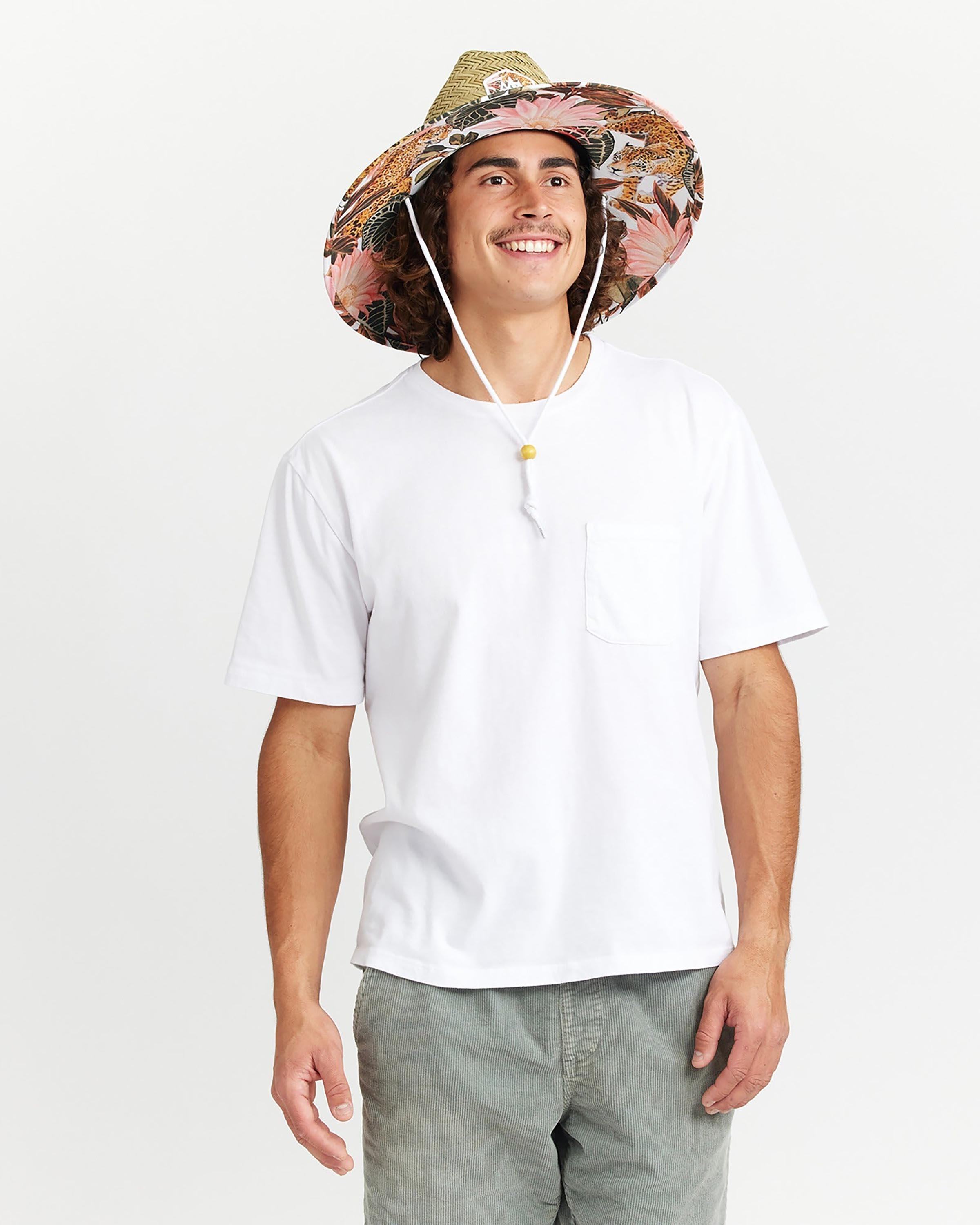 Maya Straw Lifeguard Hat | Jaguar Print Straw Hat UPF 50+ | Hemlock Hat Co.
