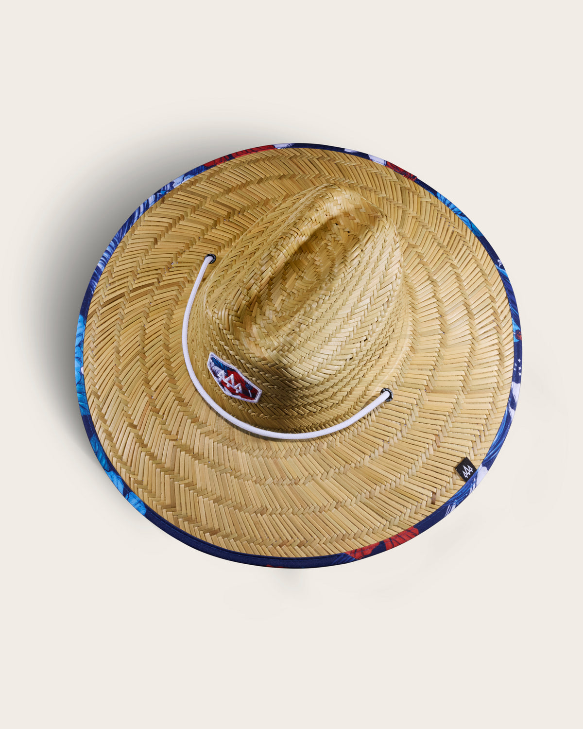 Midway Straw Lifeguard Hat | Red White & Blue Hibiscus Waves UPF 50 ...
